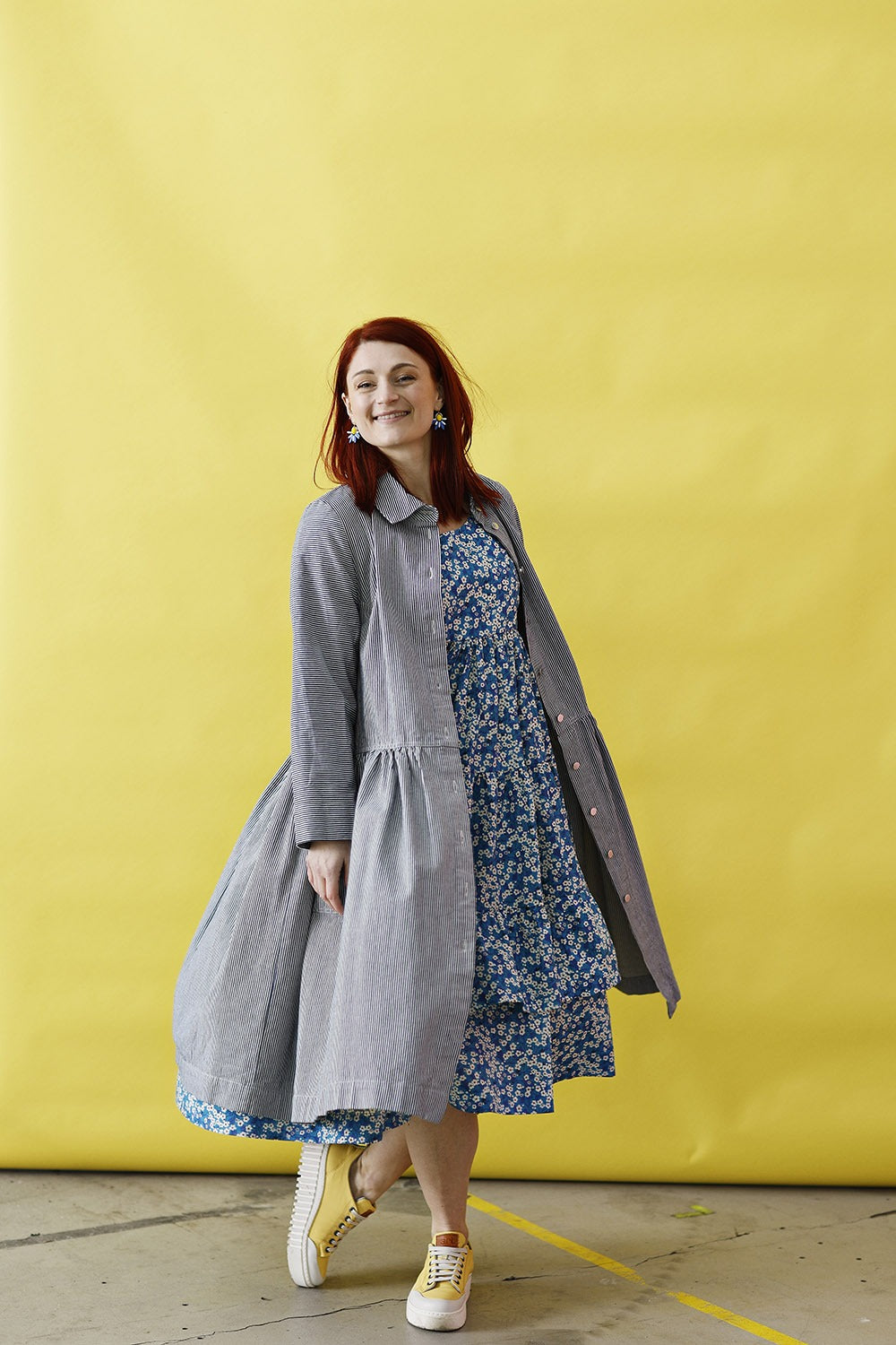 Denim kjolefrakke | Kjolefrakke i stribet bomuld | Dansk design – McVERDI